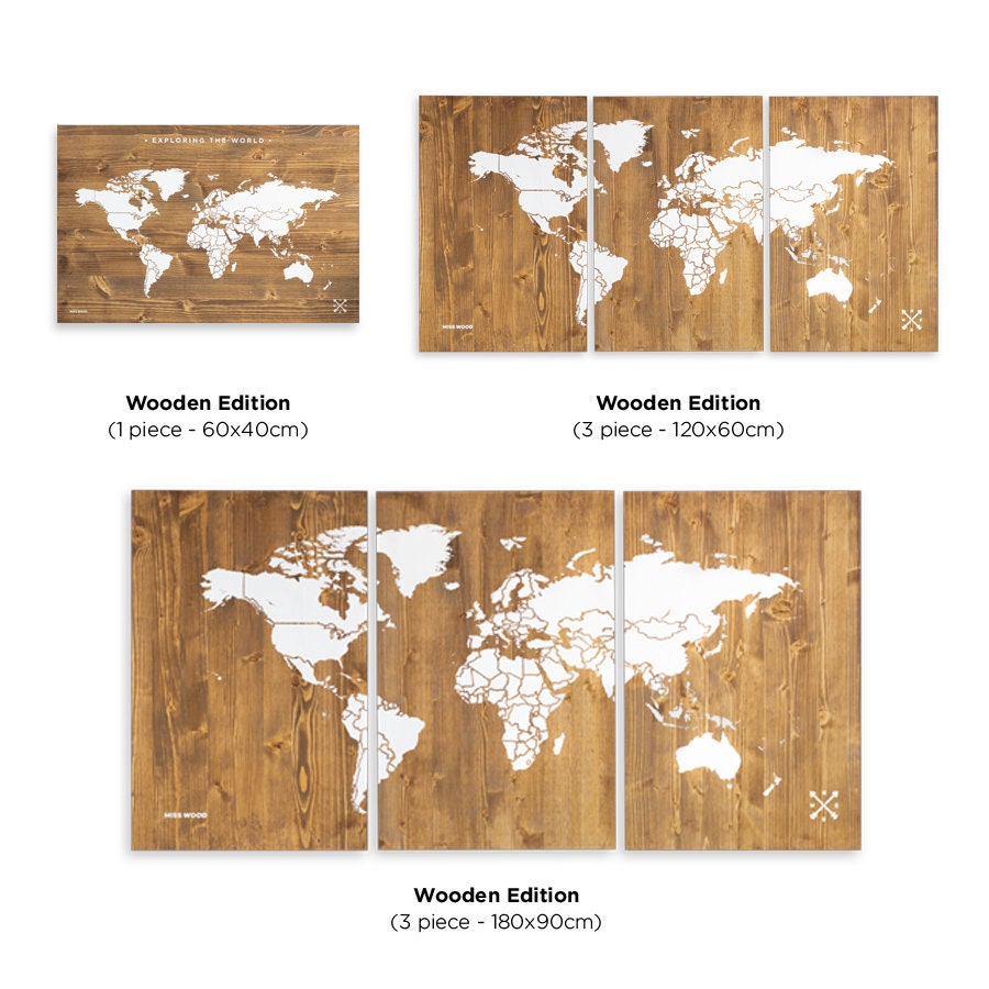 Wooden World Map Woody Map Wooden Edition - Etsy
