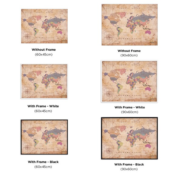 Cork World Map Woody Map Watercolor Old School | Etsy