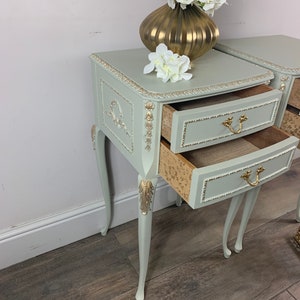 Antique Bedside Tables. Light Green French Bedside Tables. Romantic ...