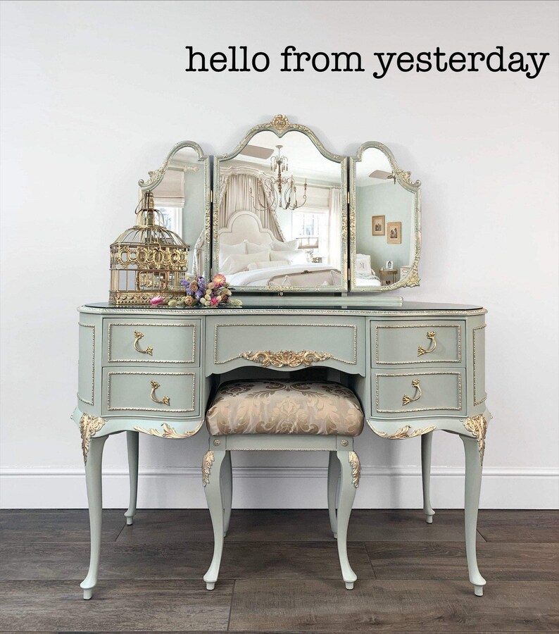 French Style Green Louis Olympus Dressing Table Vintage Hand - Etsy UK