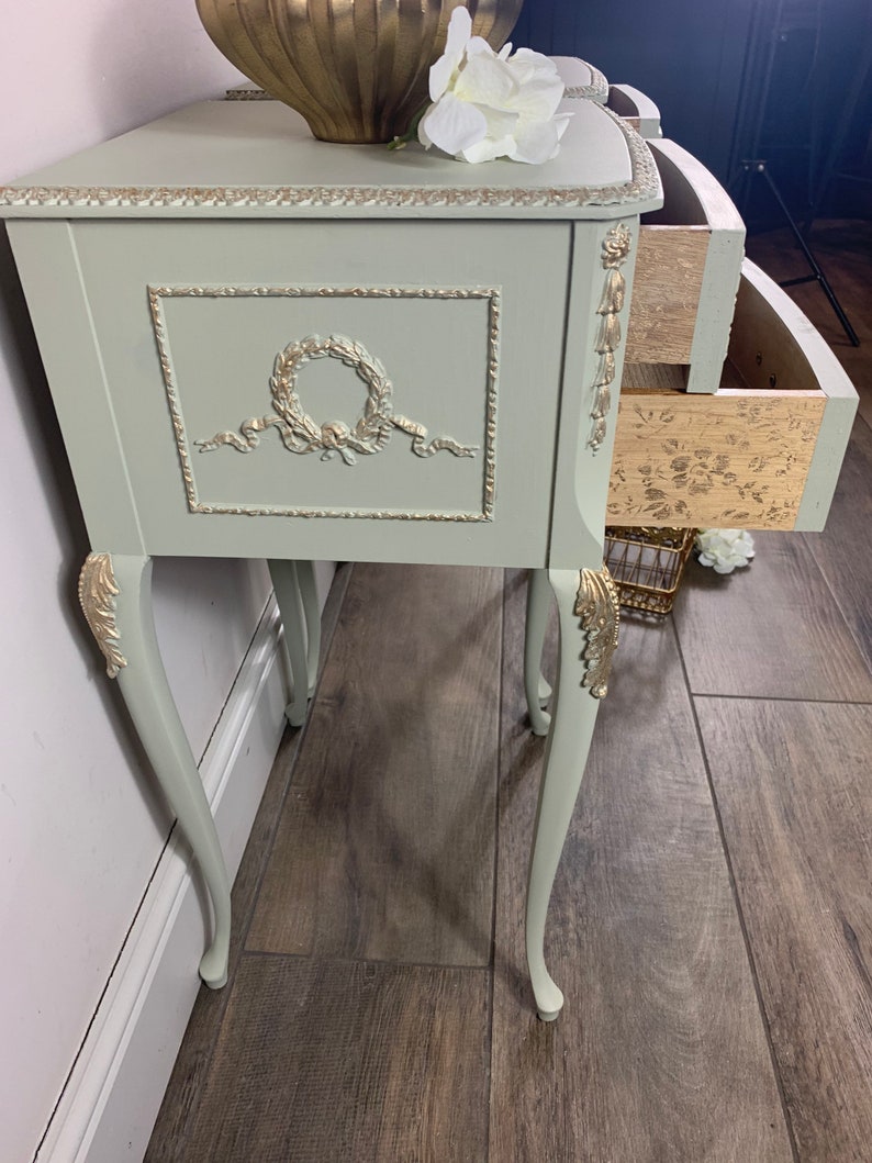 Antique Bedside Tables. Light Green French Bedside Tables. Romantic ...