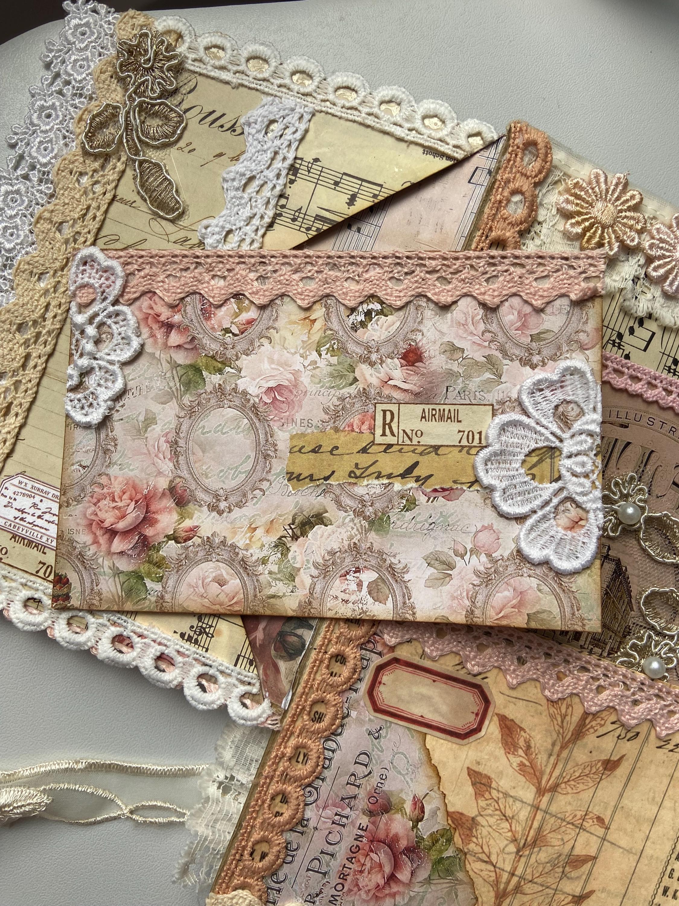 Shabby Chic Vintage Folio Handmade Floral Roses Lace Antique Pearls - Etsy
