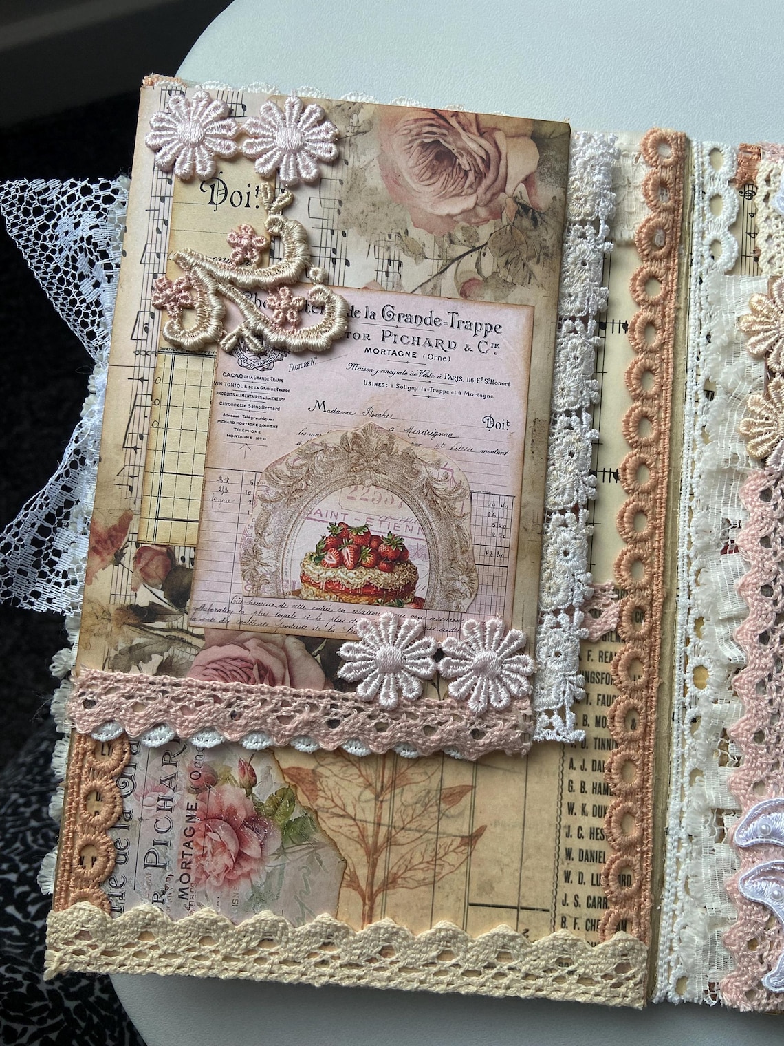 Shabby Chic Vintage Folio Handmade Floral Roses Lace Antique Pearls - Etsy