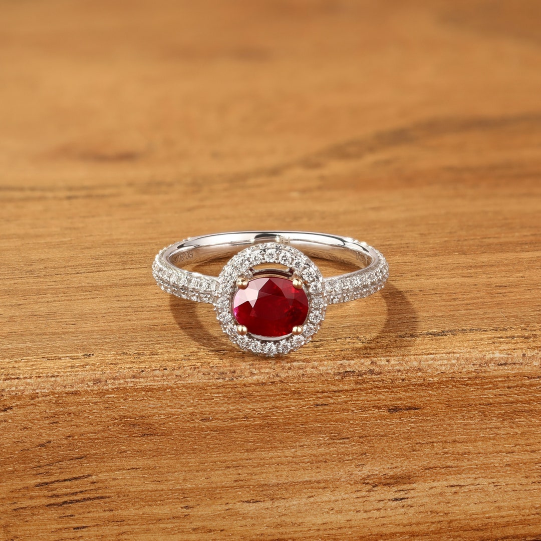 14k Solid Gold Ruby Flower Petals Ringoval Cut Ruby Ring With - Etsy