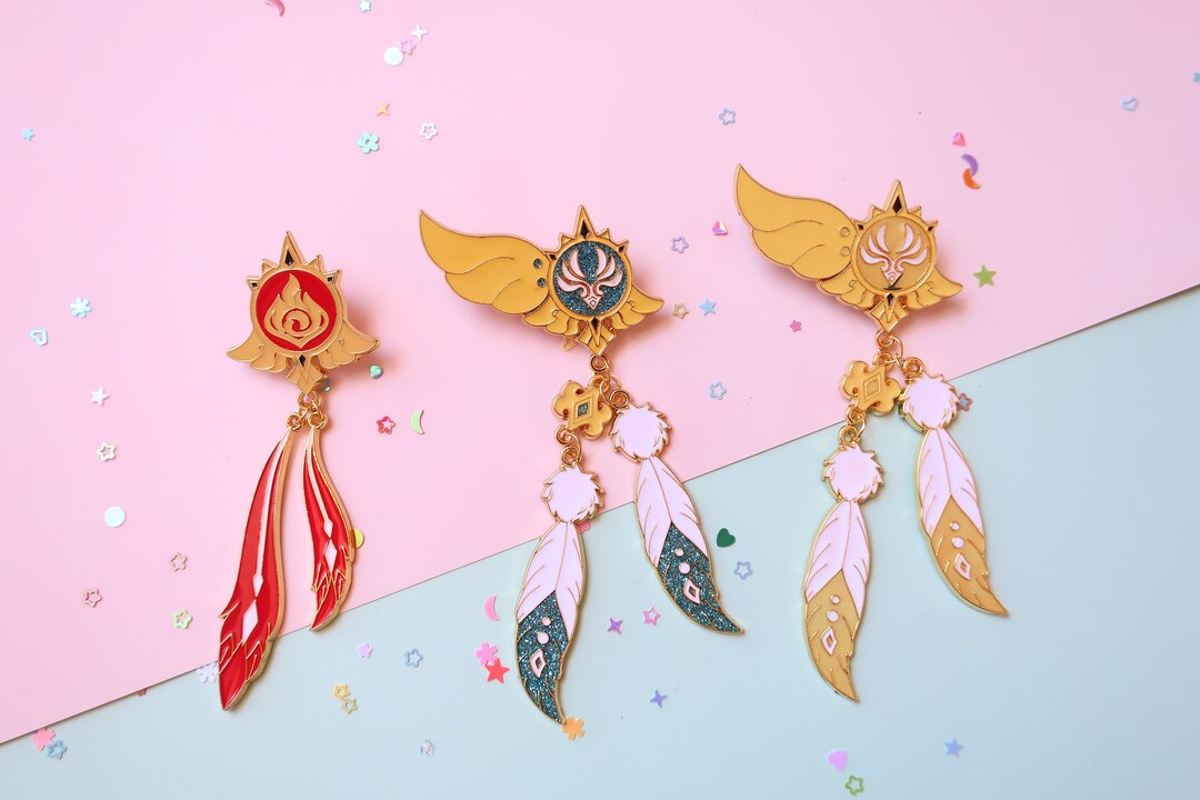 Genshin Impact Venti Vision Wings Glitter Enamel Pin | Genshin Pyro ...