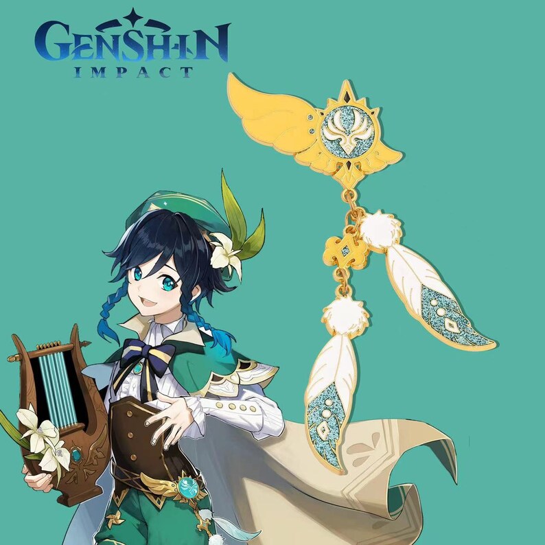 Genshin Impact Venti Vision Wings Glitter Enamel Pin Genshin - Etsy