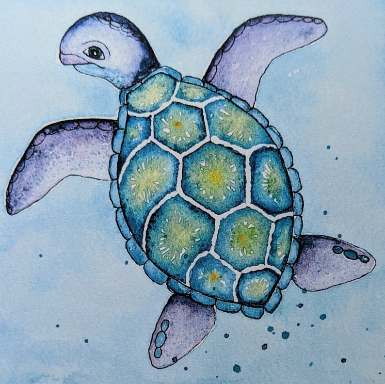Sea Turtle Watercolor Print - Etsy