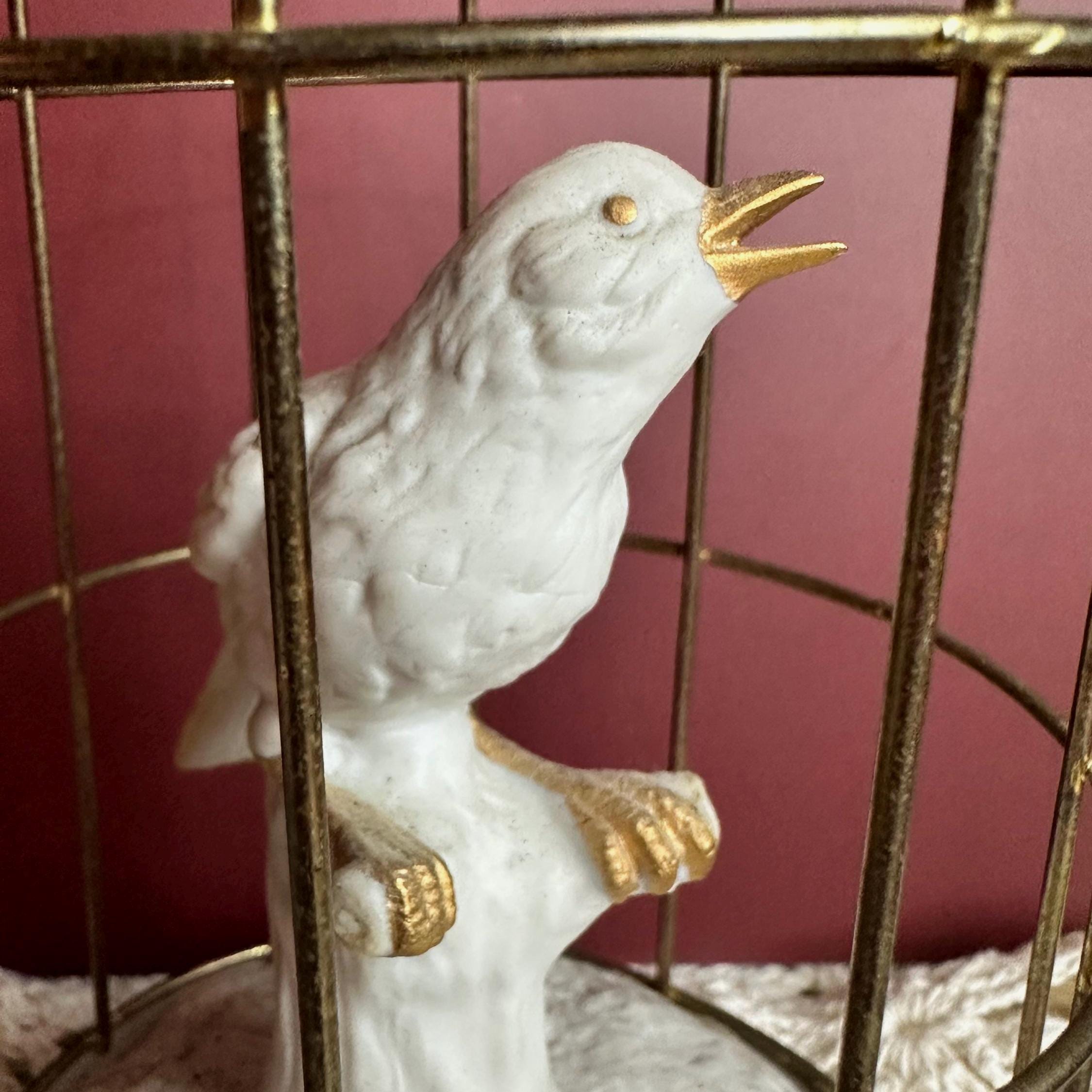 Vintage Parianware Porcelain Dove Music Box, Gilded Cage - Etsy