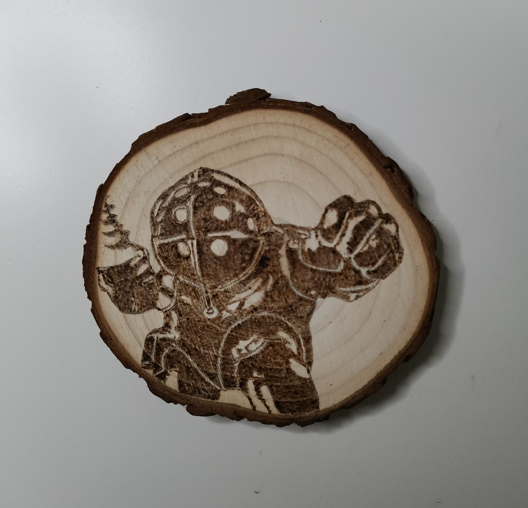 Bioshock Inspired Big Daddy pyrography Coaster Plaque Art Gift Wood ...