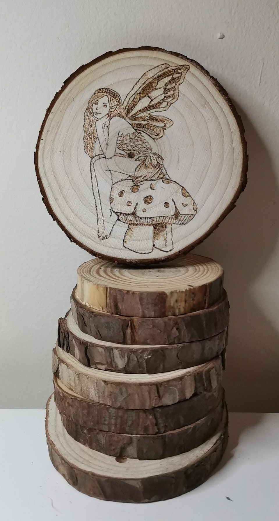 Fairy Pyrography Coaster Plaque Art Gift Wood Burning Hand Burnt - Etsy