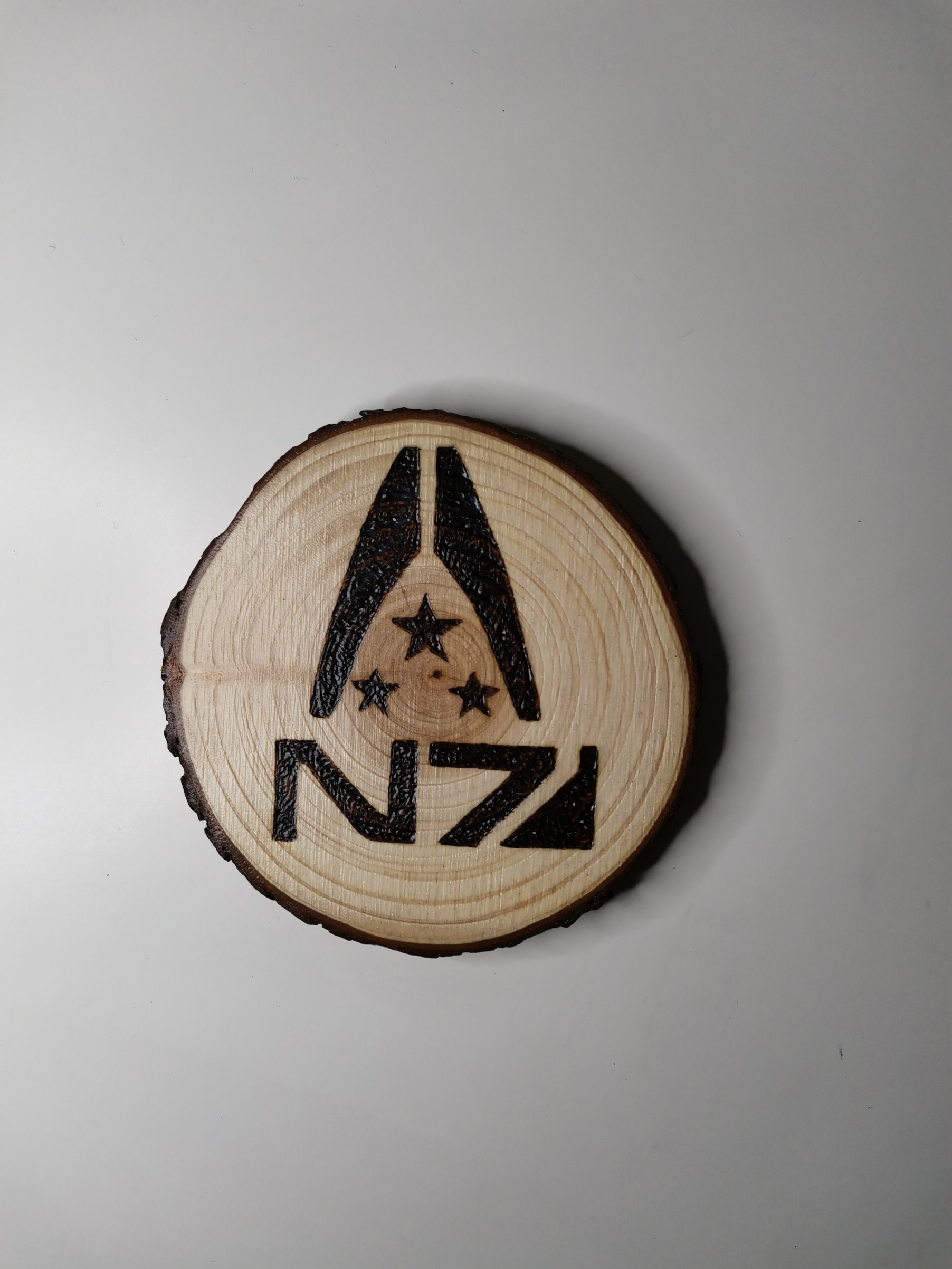Mass Effect Inspired Pyrography Coaster Plaque Art Gift Alien Sci Fi ...