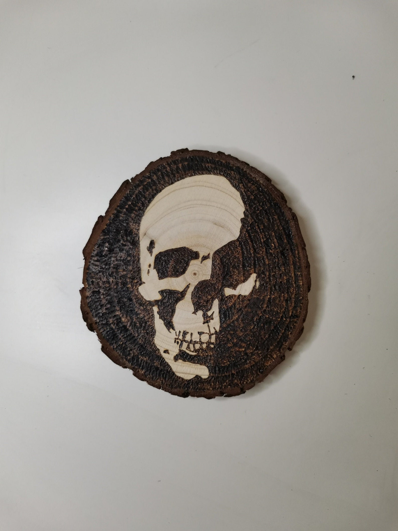 Skull Pyrography Coaster Plaque Art Gift Wood - Etsy