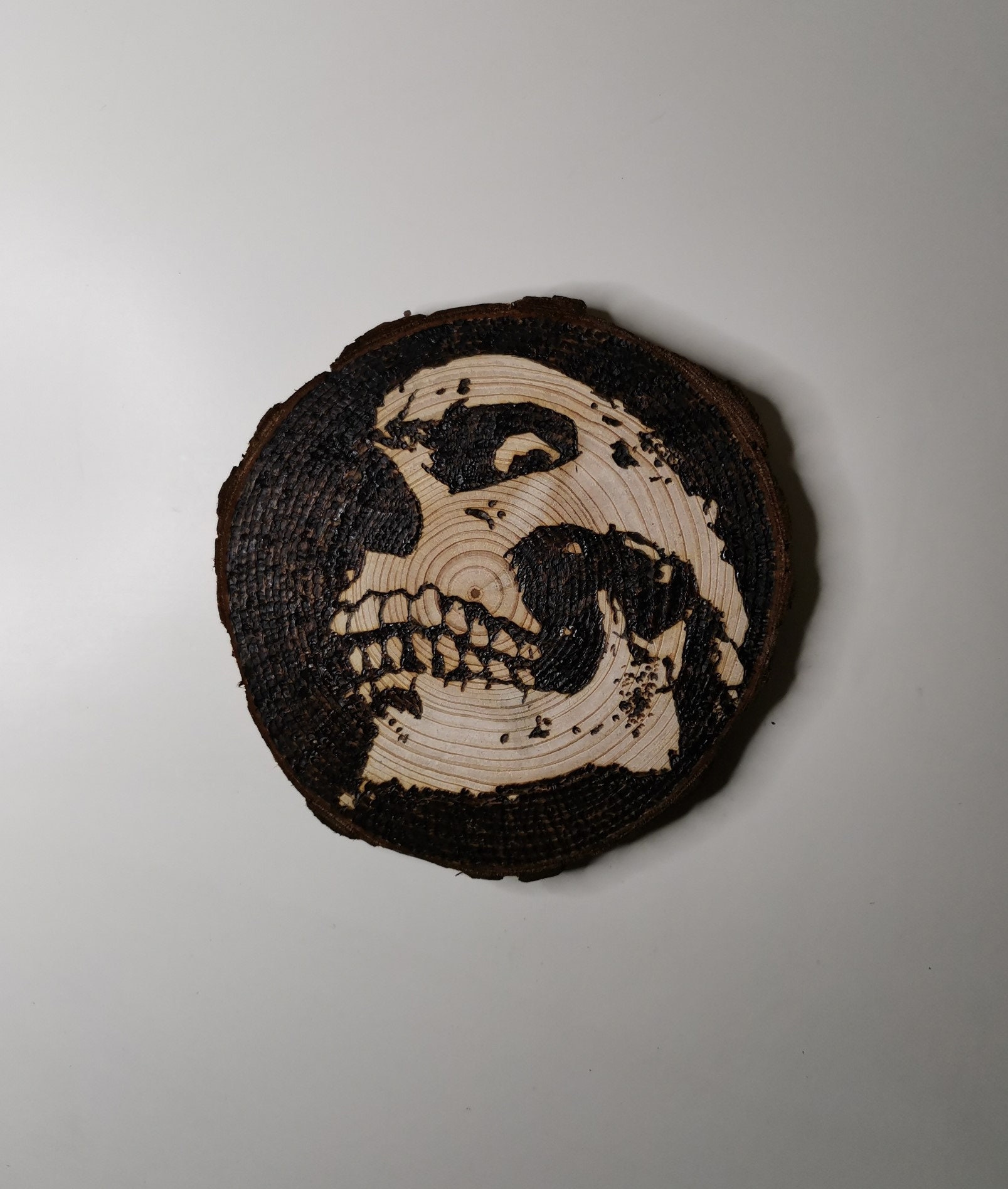 Skull Pyrography Coaster Plaque Art Gift Wood - Etsy UK