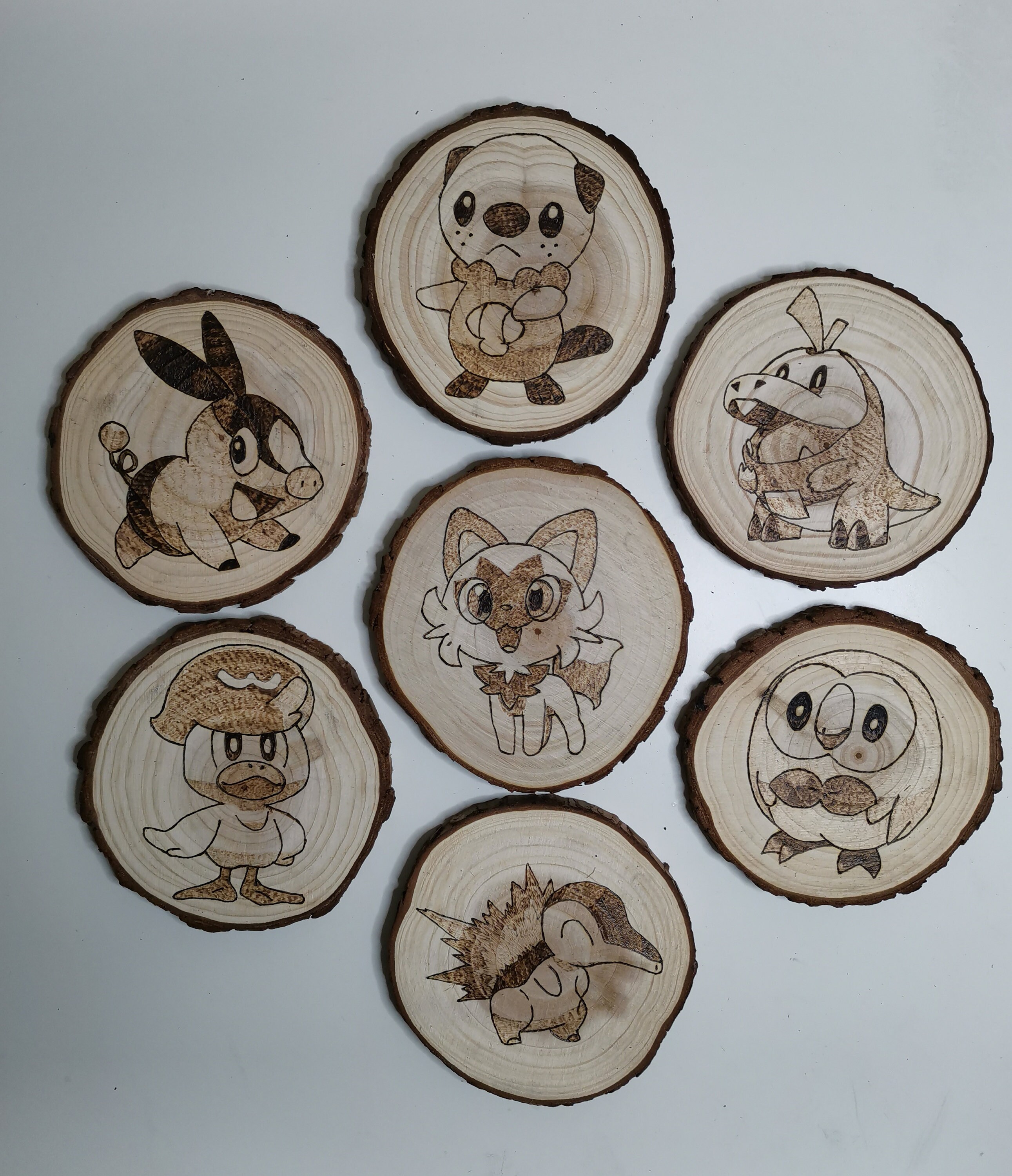Custom Pokemon Pyrography Coaster Plaque Art Gift Pokemon Pokémon Pikachu Wood Burning Fan Art ...