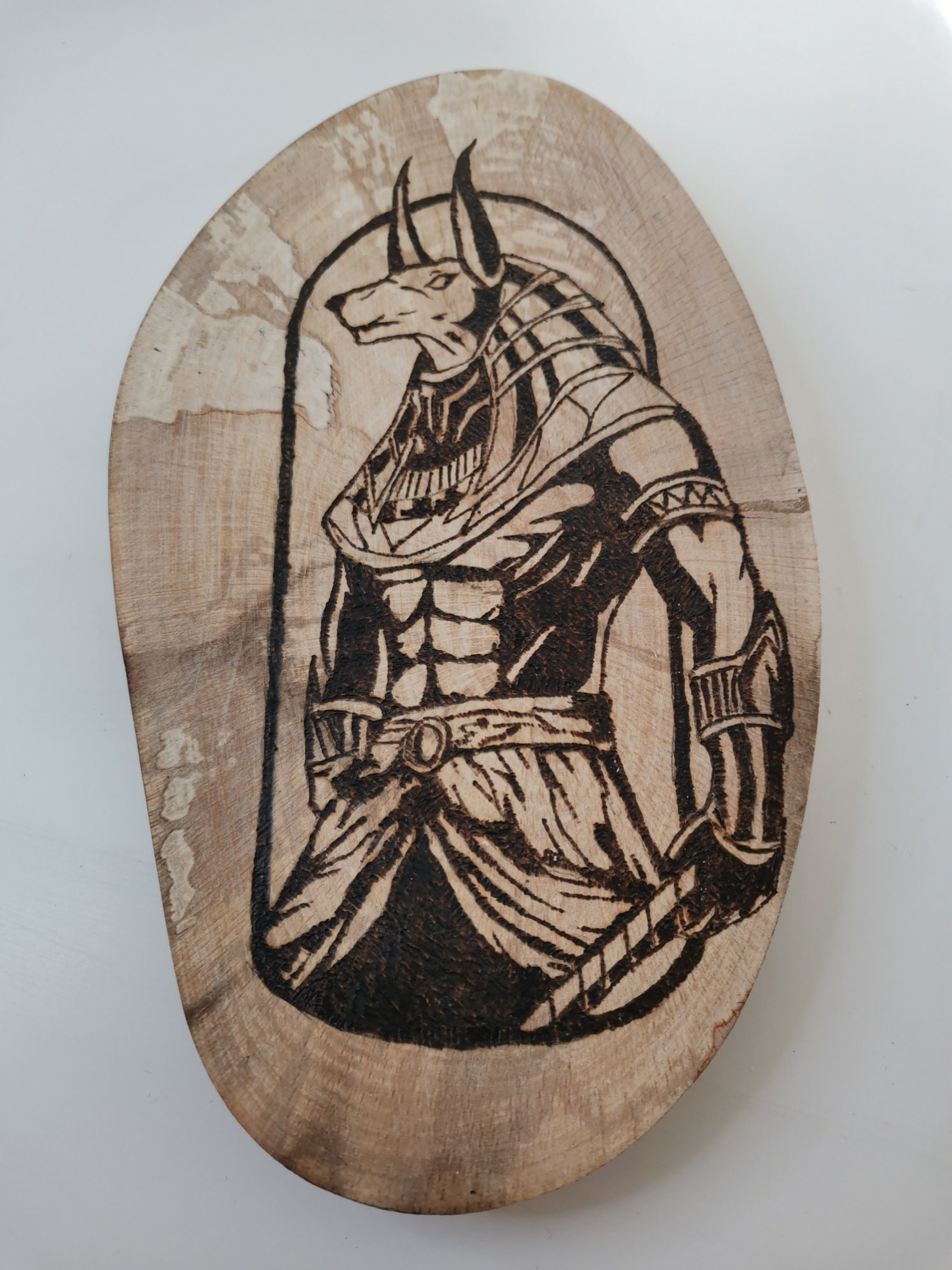 Anubis Egyptian Pyrography Art Plaque Hand Burnt Wood - Etsy UK