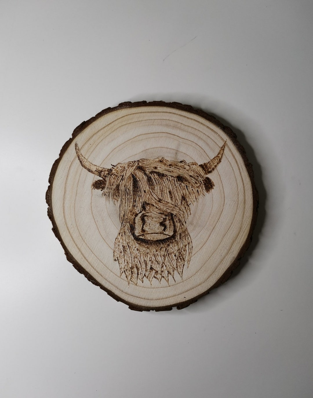 Highland Cow Pyrography Coaster Plaque Art Gift Wood Burning UK Bull - Etsy