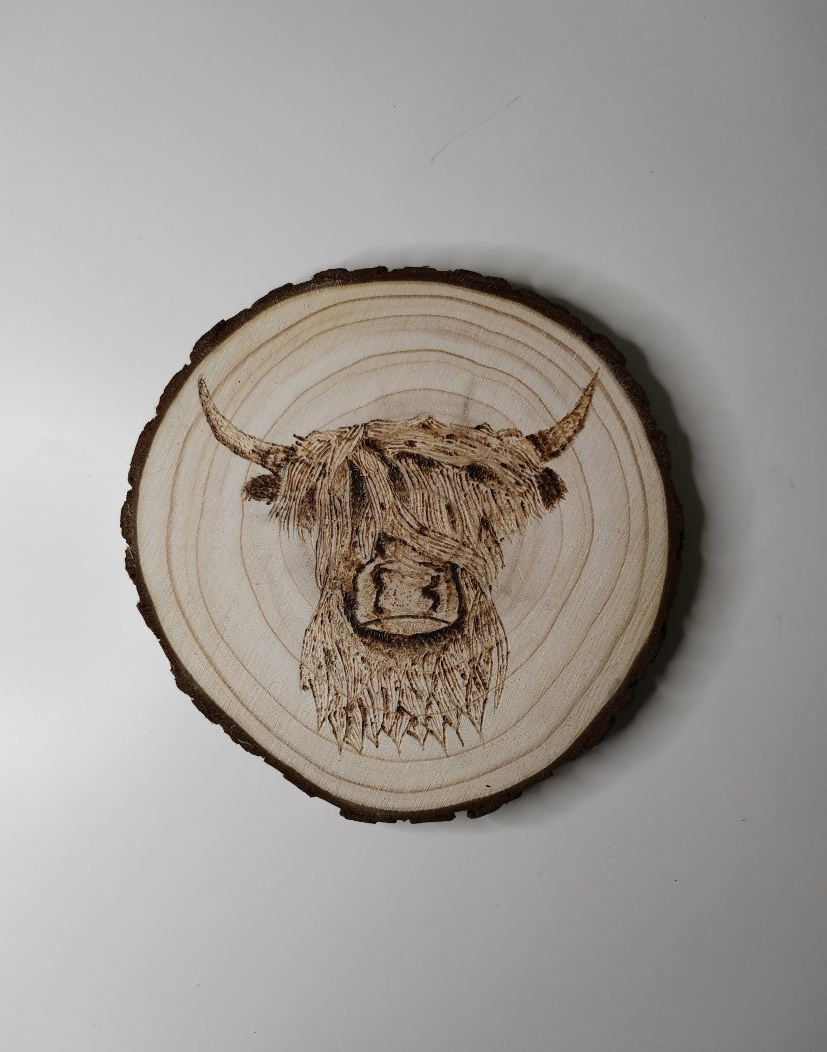 Highland Cow Pyrography Coaster Plaque Art Gift Wood Burning UK Bull - Etsy