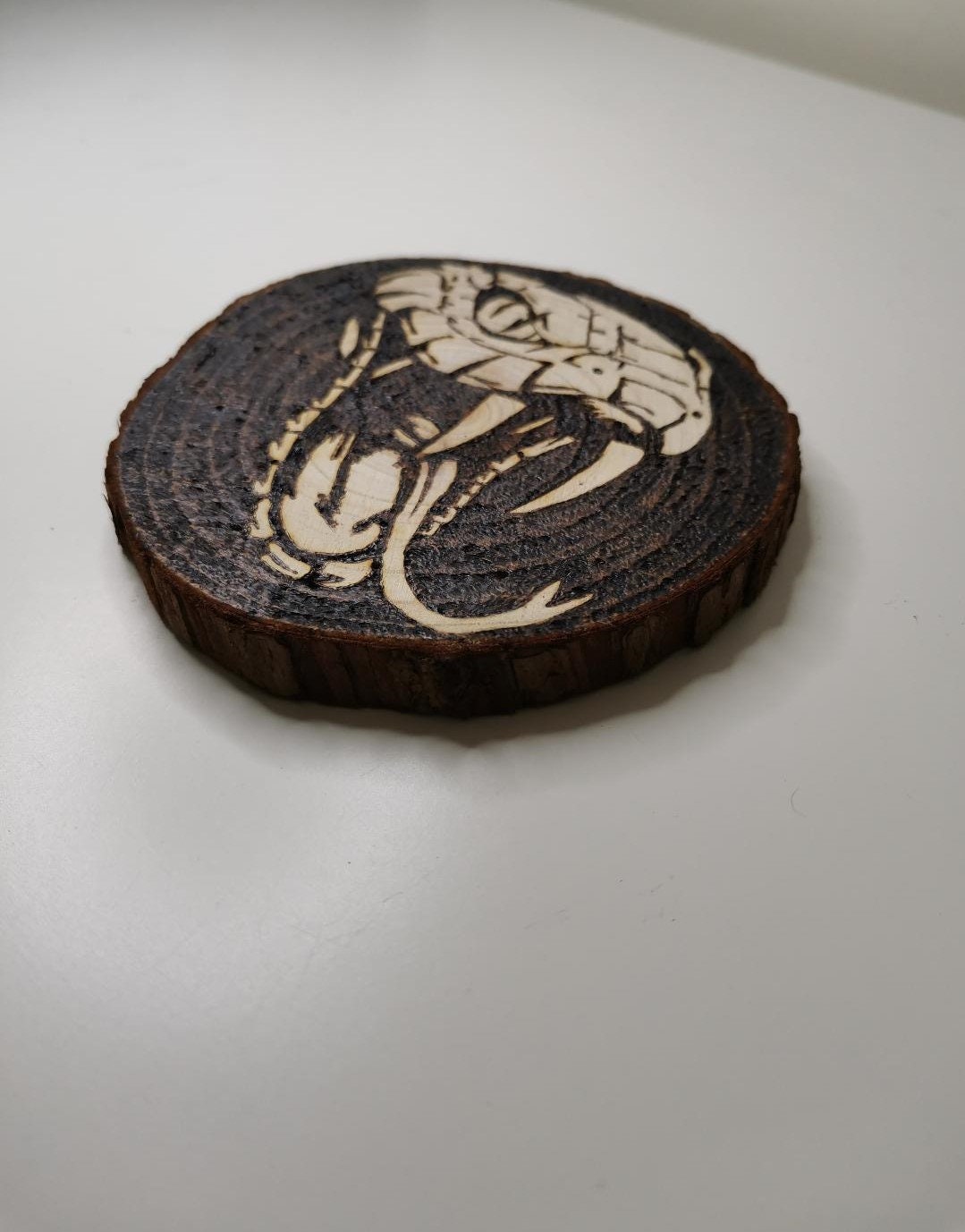 Snake Pyrography Coaster Plaque Art Gift Wood Burning Handmade Cobra ...