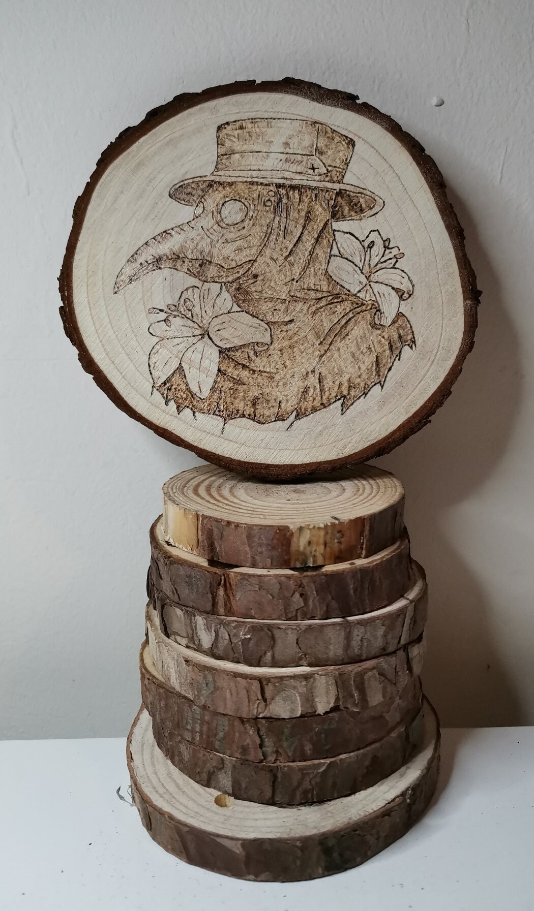 Pyrography Plague Doctor Coaster Plaque Art Gift - Etsy