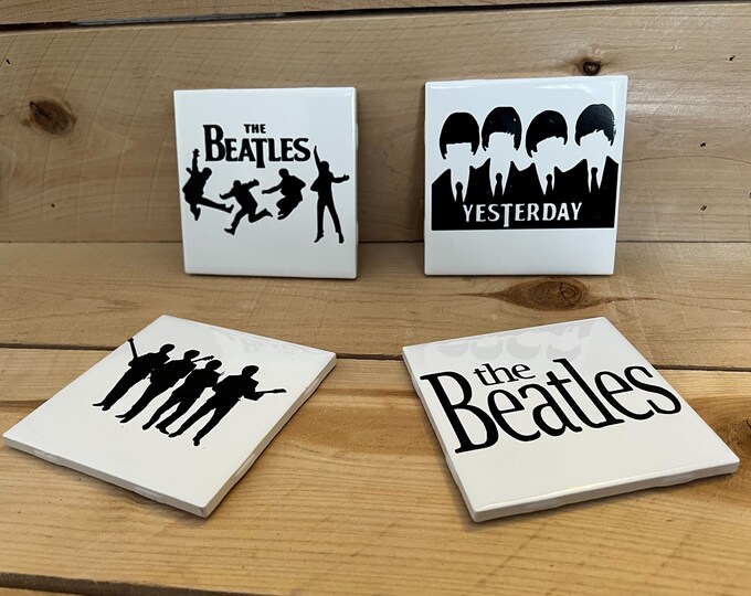 Set of 4 Beatles Coasters Version 2, Desk Coasters, Bar Decor, Father's ...