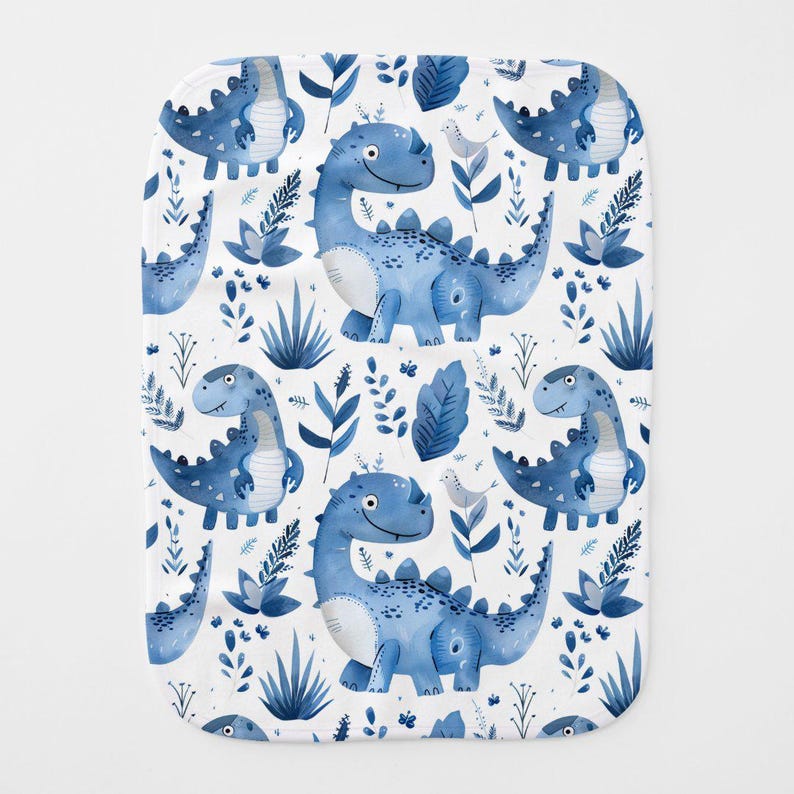 Watercolor Dinosaurs Seamless Pattern. Bold Blue Nursery Tile. Fabric ...