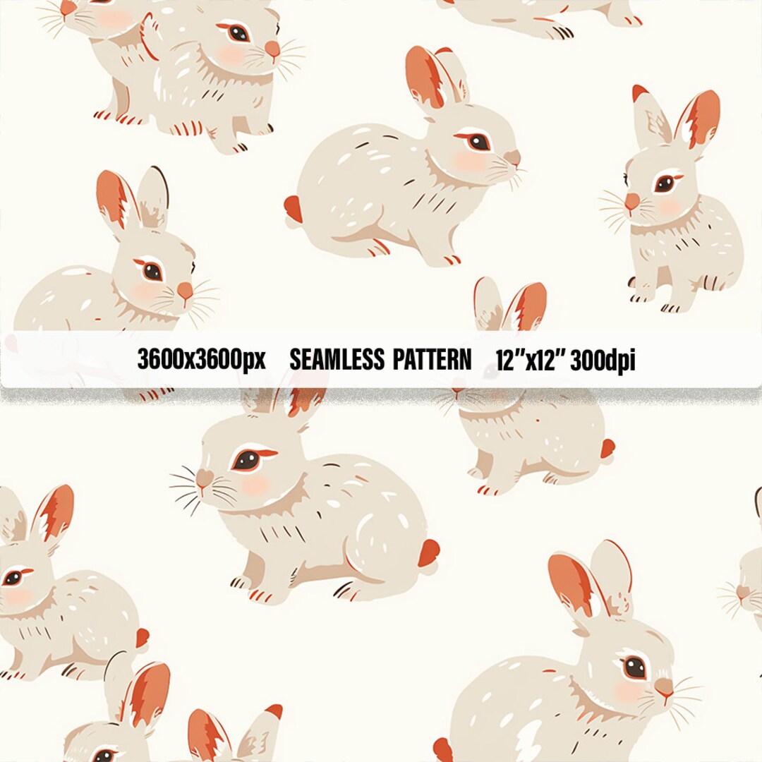 Beige Rabbit Seamless Pattern, Cute Nursery Tile. Master Resell Rights ...