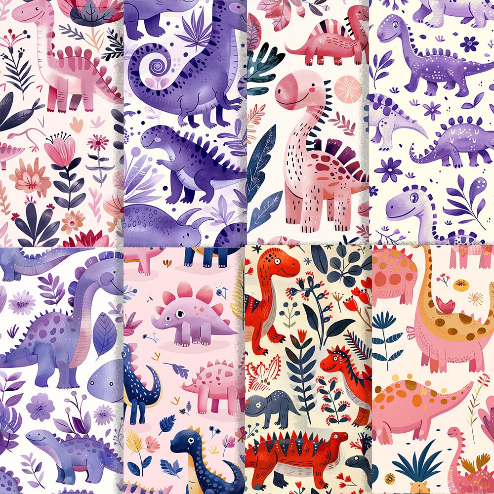 Cute Dino, Nursery Style 30 Seamless Patterns. Master Resell Rights ...