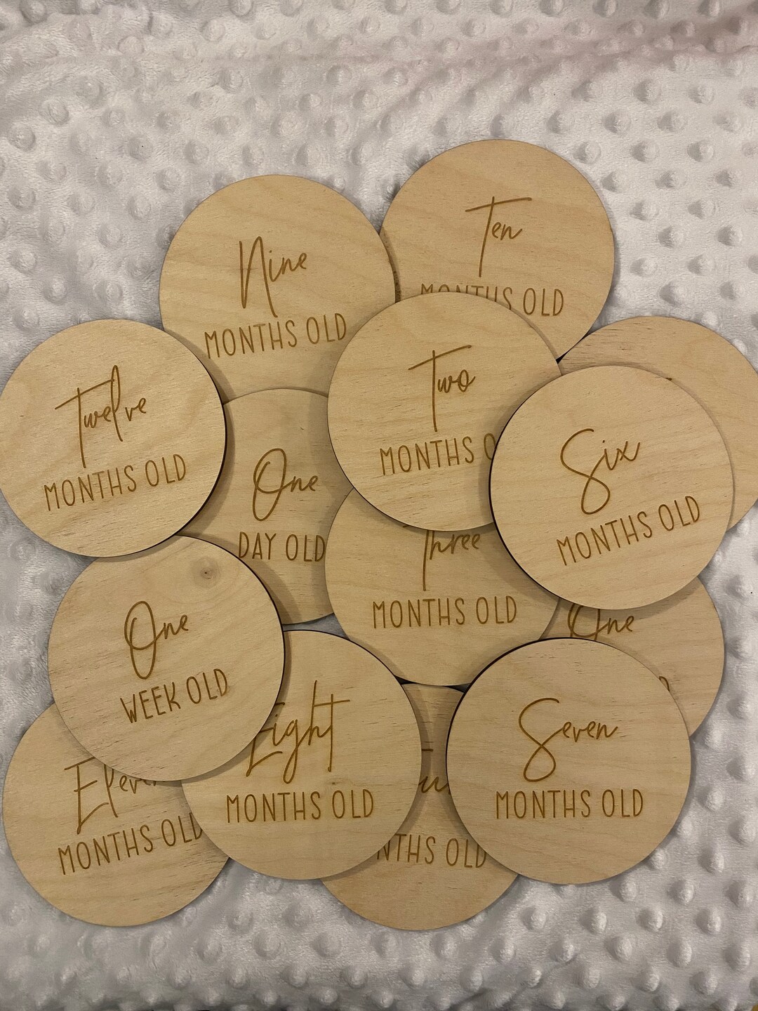 14 Engraved Wooden Baby Milestone Discs Plaques Perfect Baby - Etsy