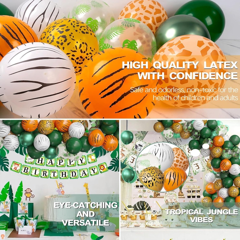Jungle Safari Animal Print Balloons: Baby Shower Birthday Party Decor ...