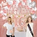 Rose Gold Sweet 16 Birthday Decorations With Photo Booth Backdrop and ...