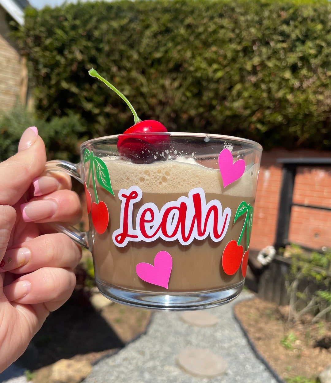 PERSONALISED CHERRY MUG | Cute Drinkware | Glass Mug | Cup | Coffee ...