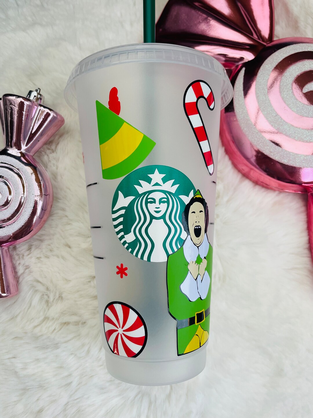 CHRISTMAS ELF STARBUCKS Cup Iced Coffee Elf Movie Cold Cup Venti ...