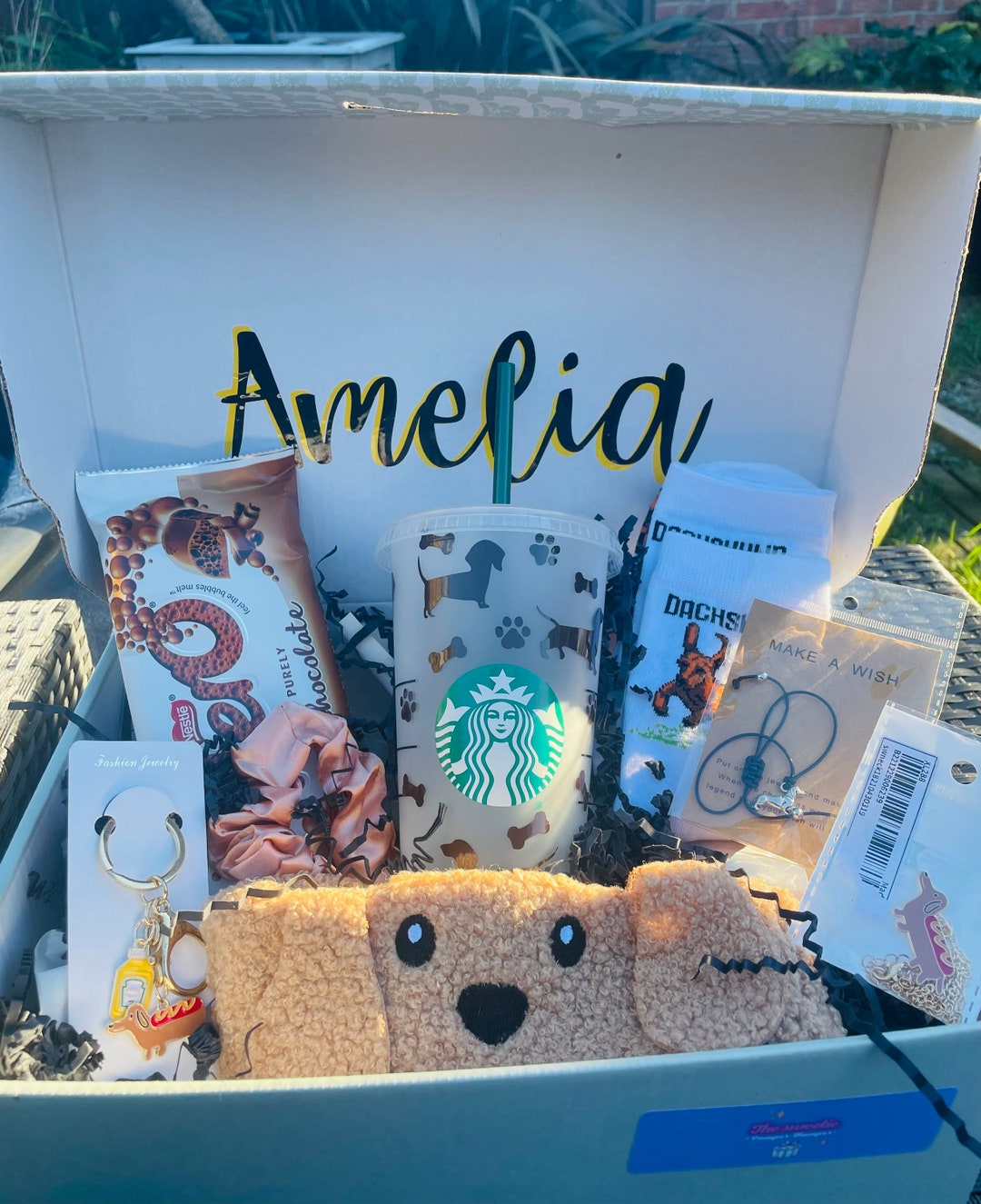 DACHSHUND STARBUCKS HAMPER, Sausage Dog, Pamper Hamper, Dog, Puppy ...