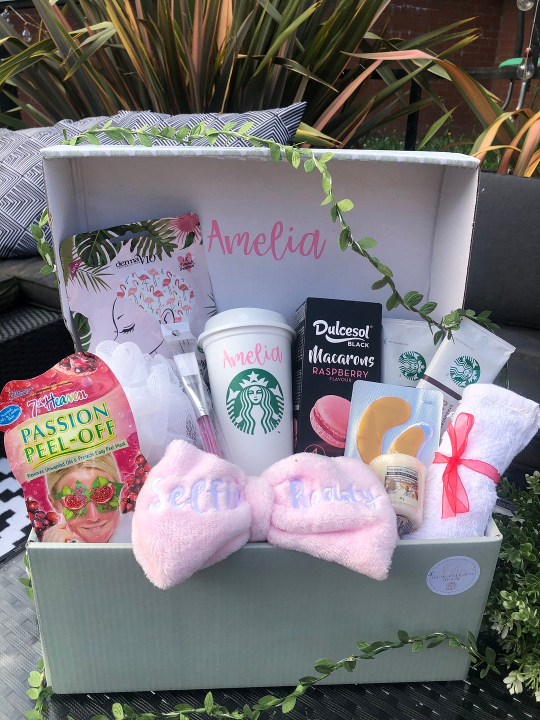 PERSONALISED STARBUCKS HAMPER, Luxury Pamper, Gift Basket, Get Well ...