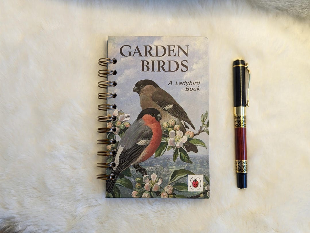Upcycled Ladybird Notebook ~ Garden Birds ~ Handmade Spiral Bound ...