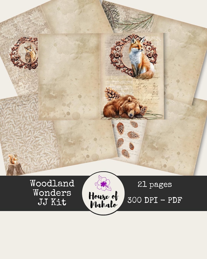 Woodland Junk Journal Kit: Printable Ephemera, Nature Theme (digital ...