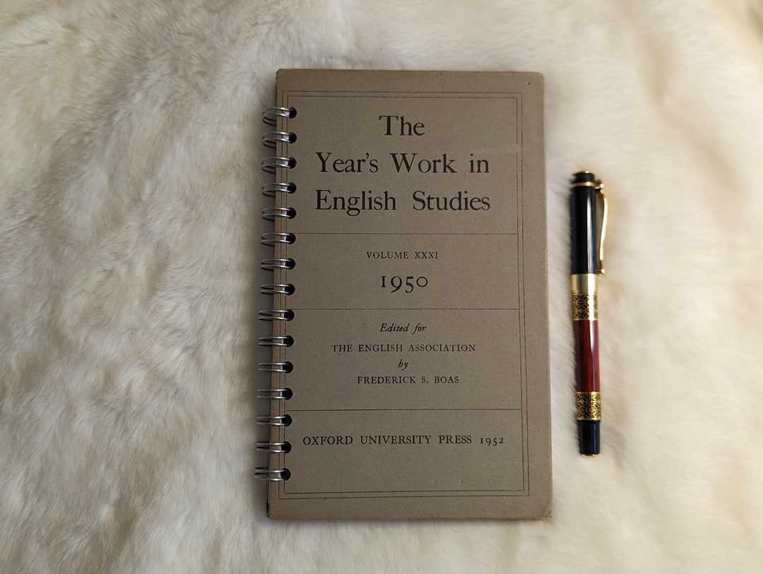 Upcycled Notebook ~ 1950 English Studies ~ Handmade Spiral Bound ...