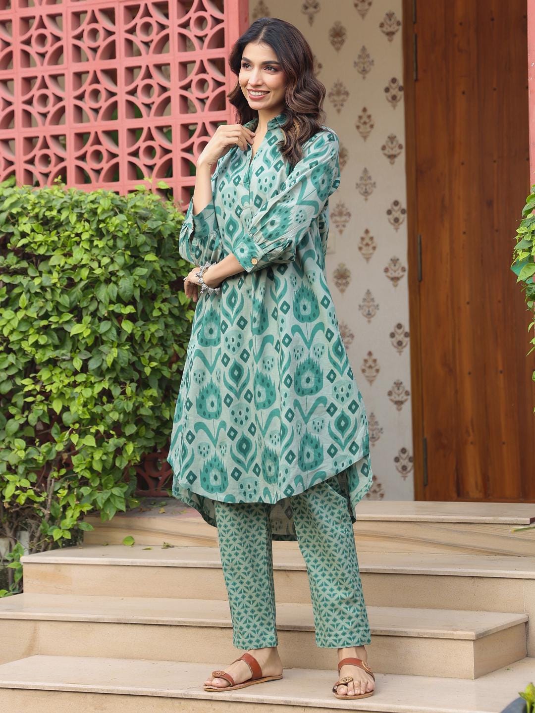 Hand Block Print Kurta Set With Pants Indian Salwar Kameez|indian ...