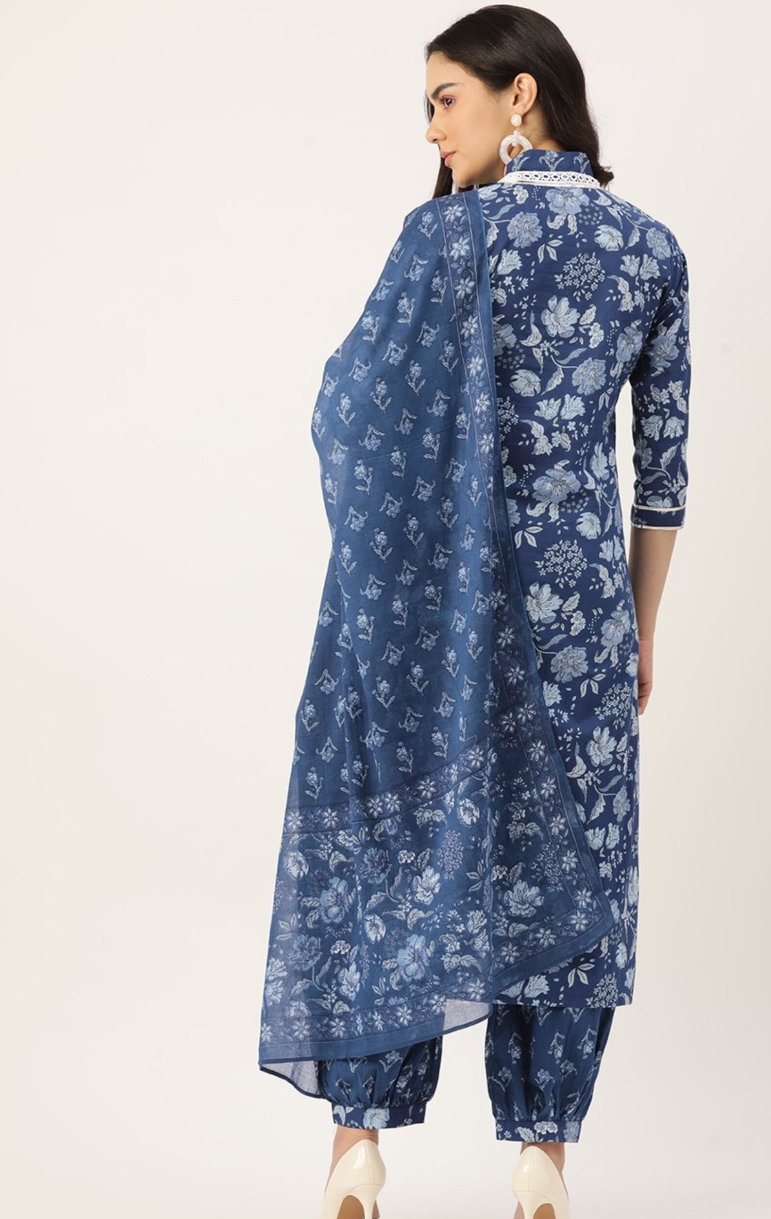 Indigo Hand Block Print Kurta Set, Indian Cotton Salwar Kameez - Etsy