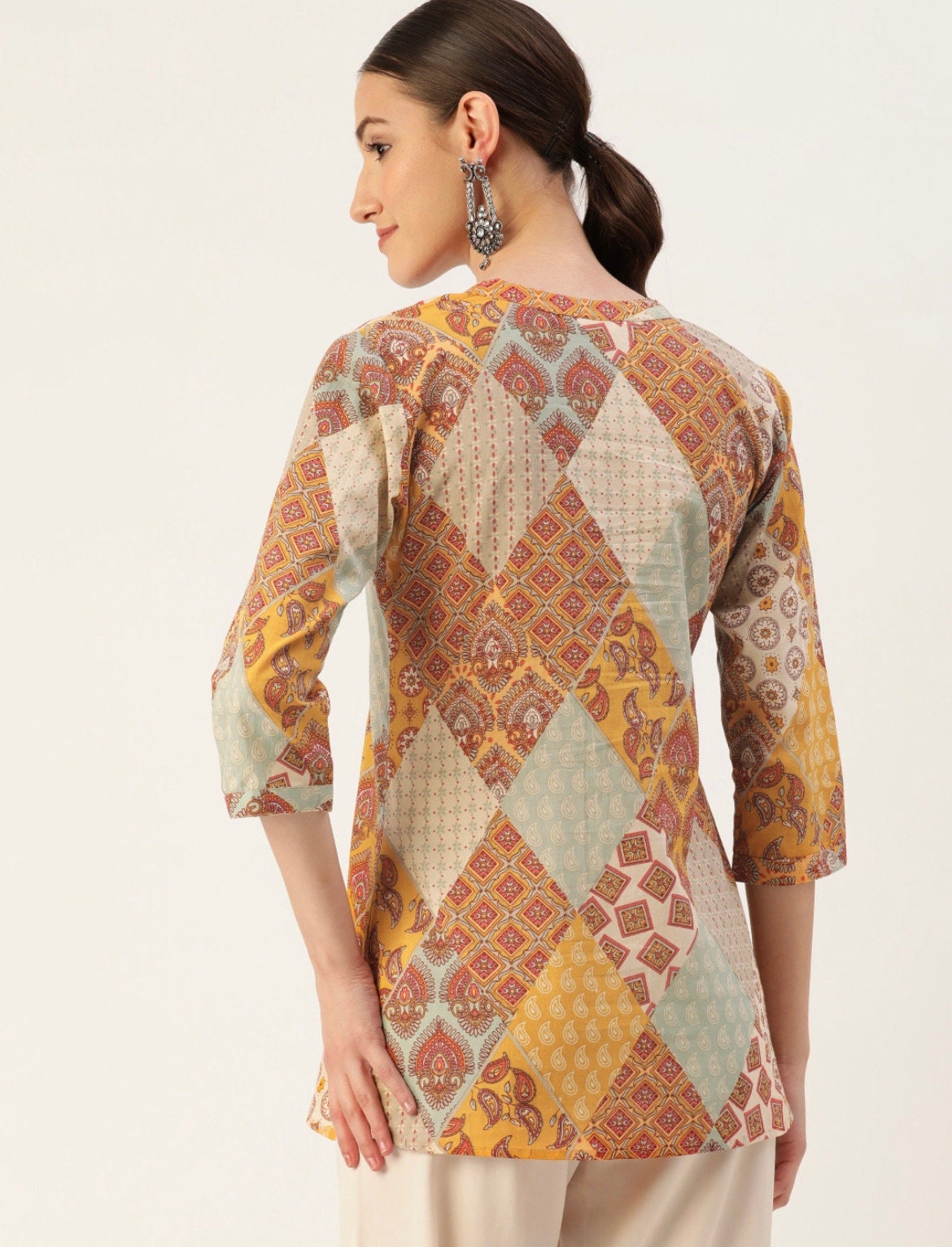 Hand Block Print Yellow Printed Cotton Top Jaipuri Print - Etsy