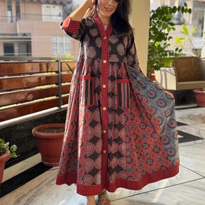 Hand Block Printed Dress Holiday Maxi Long Dress Cotton Floral Dress ...