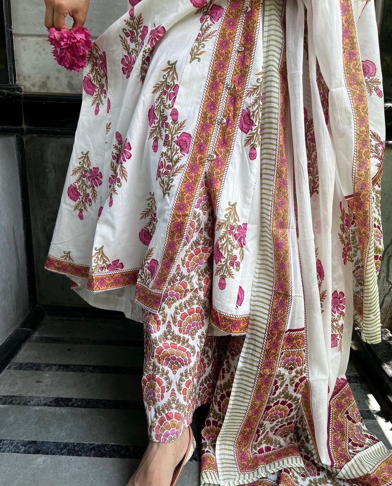 Hand Block Print Kurta Set With Dupatta/stoleindian Salwar - Etsy