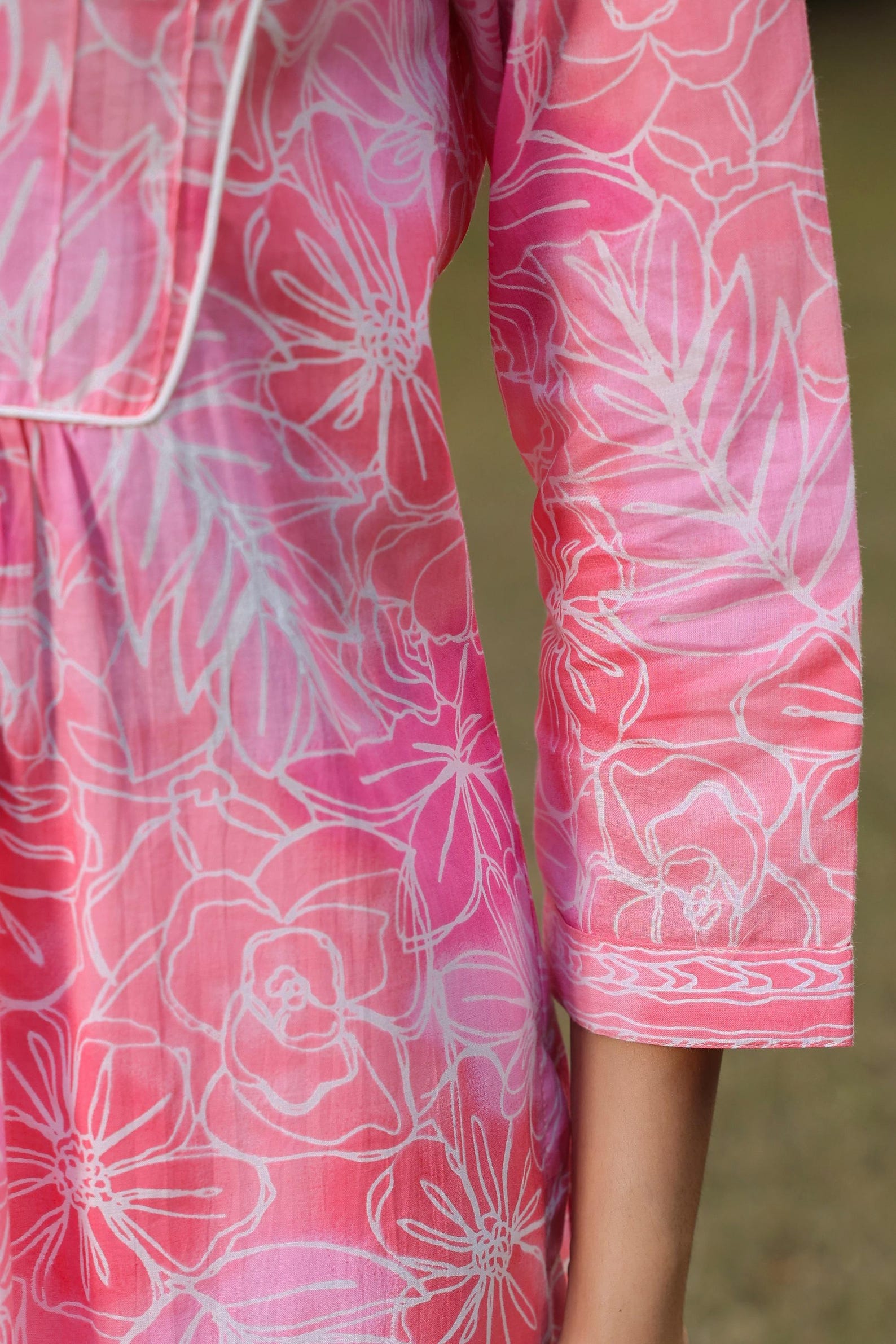 Hand Block Printed Cotton Top Indian Kurti Jaipuri Print Women's Pink ...