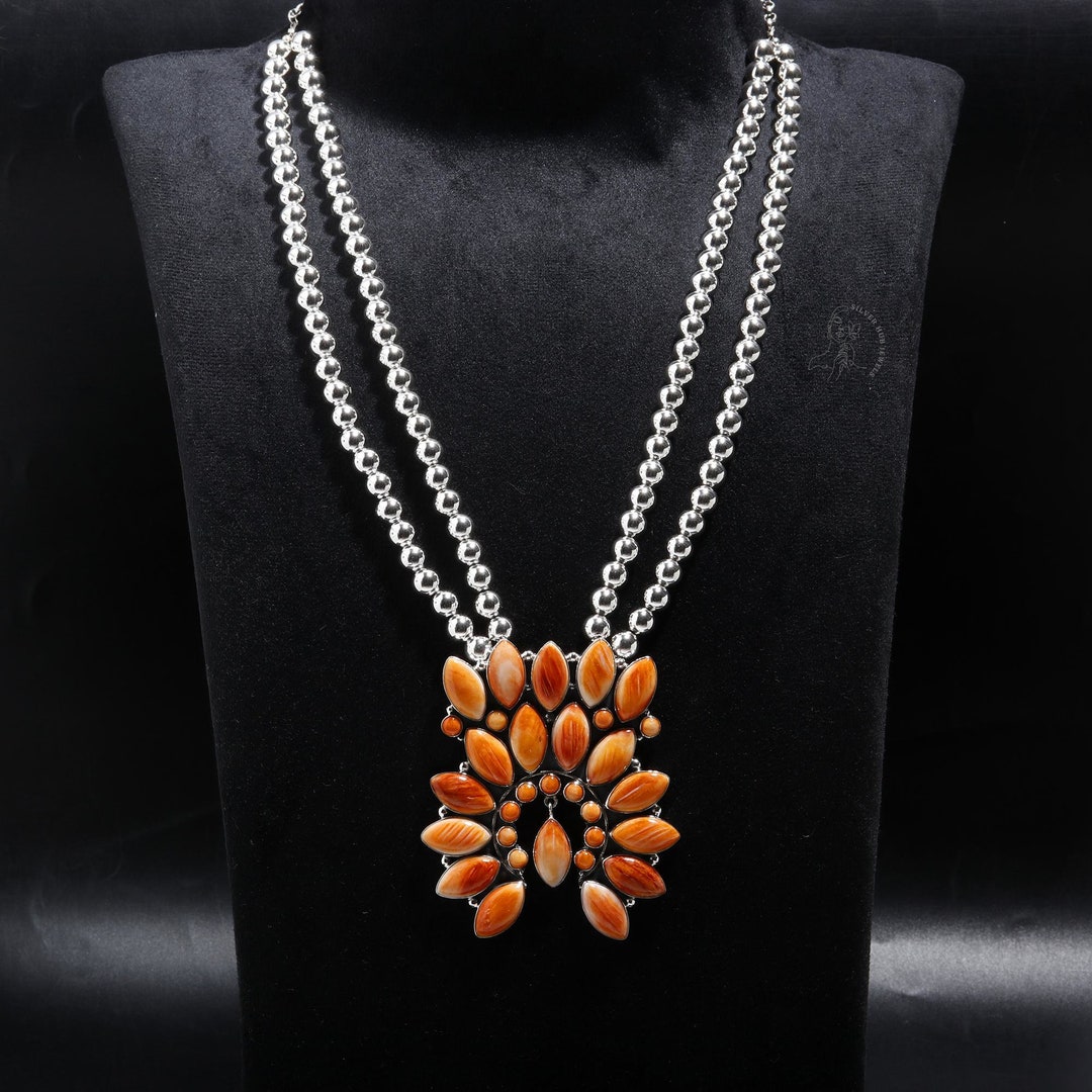 Exquisite Orange Oyster Shell Floral Necklace, Orange Princess Necklace ...