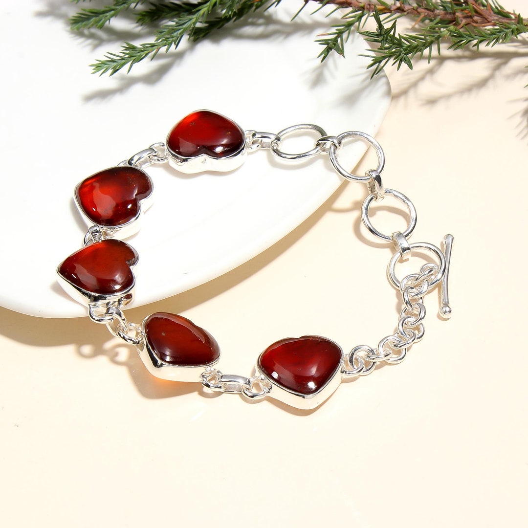 Rare Garnet Bracelet, Natural Gemstone Bracelet, Red Friendship ...