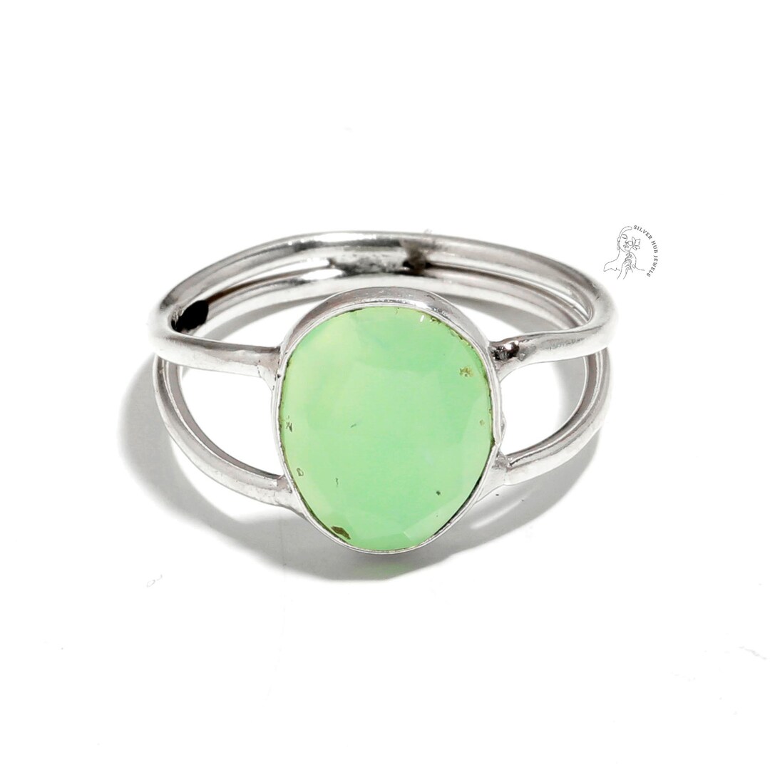 Valuable Prynite Ring, Gemstone Ring, Green Statement Ring, Sterling ...