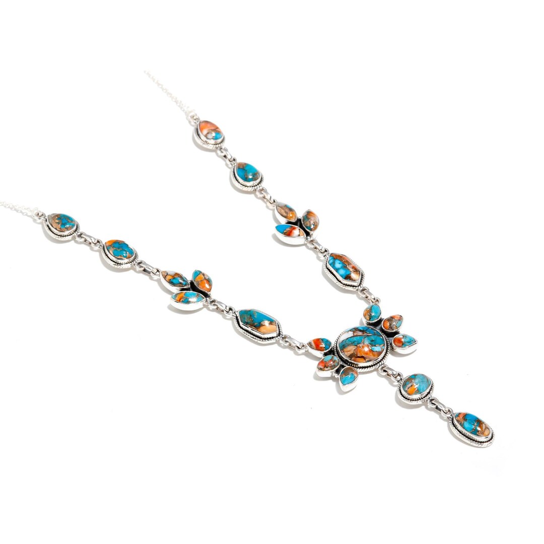 Valuable Oyster Turquoise Necklace, Gemstone Necklace, Blue Chain ...