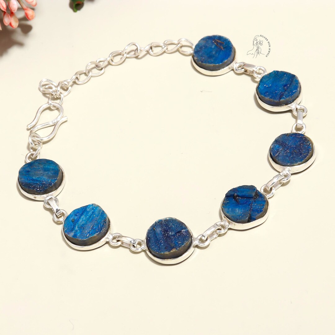 Elegant Blue Kyanite Bracelet, Gemstone Bracelet, Blue Chain Bracelet ...