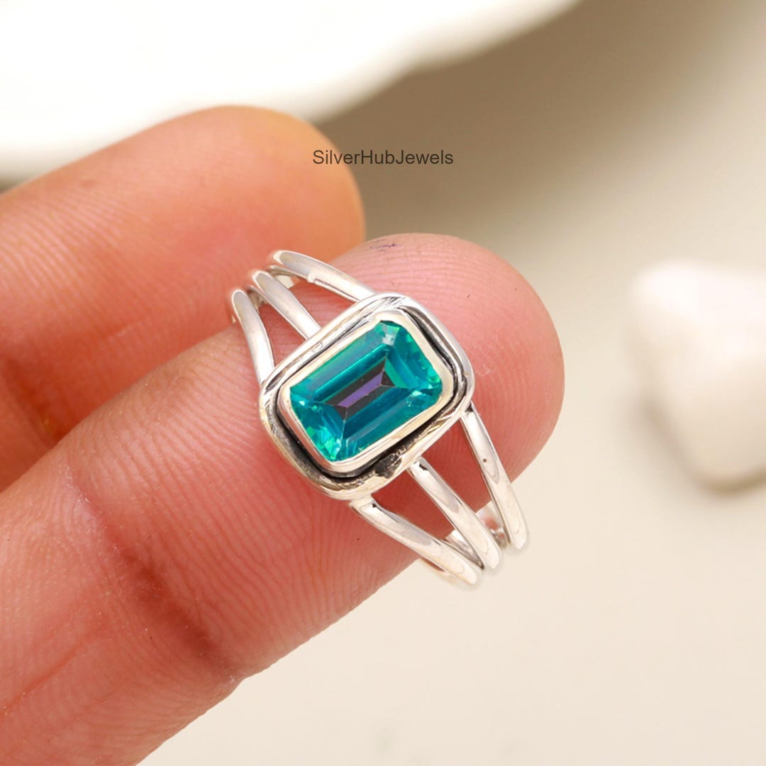 100% Natural Aqua Topaz Ring, Aqua Gemstone Ring, Statement Ring, 925 ...