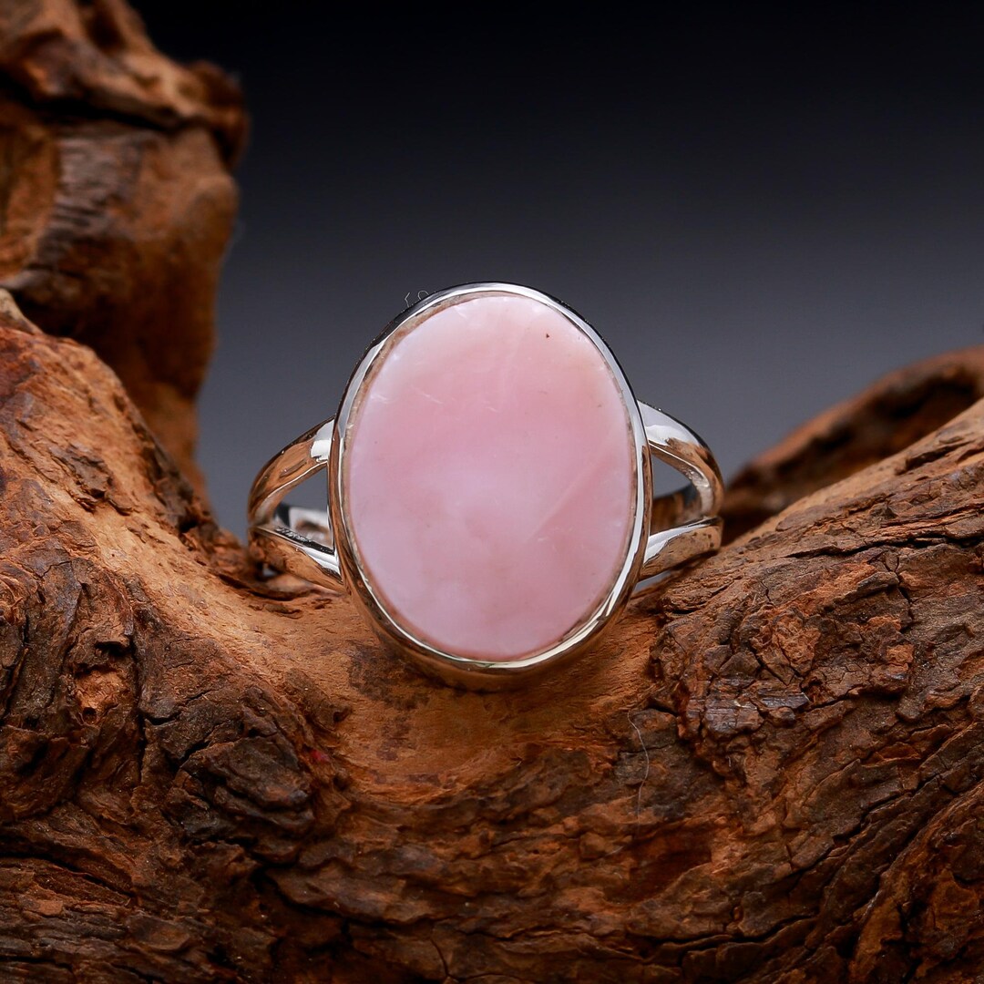 Valuable Pink Opal Drusy Ring, Gemstone Ring, Pink Band Ring, 925 ...
